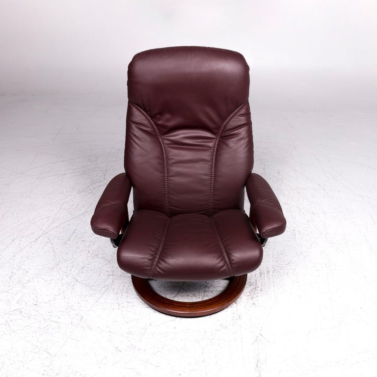Stressless Consul Leather Armchair Stool Red-Brown Relax Function at ...