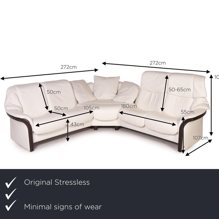 Stressless Eldorado Leather Corner Sofa White Relax Function Sofa Couch ...