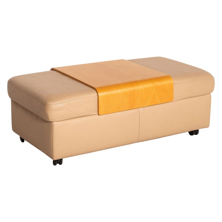 Stressless Paradise Double Stool with Shelf Stool Beige For Sale at 1stDibs