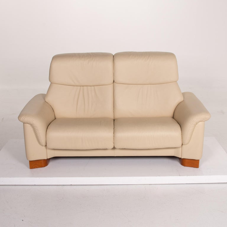Stressless Paradise Leather Sofa Cream Two-Seat Relaxation Function at ...