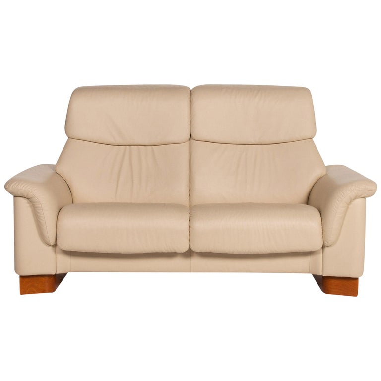 Stressless Paradise Leather Sofa Cream Two-Seat Relaxation Function at ...