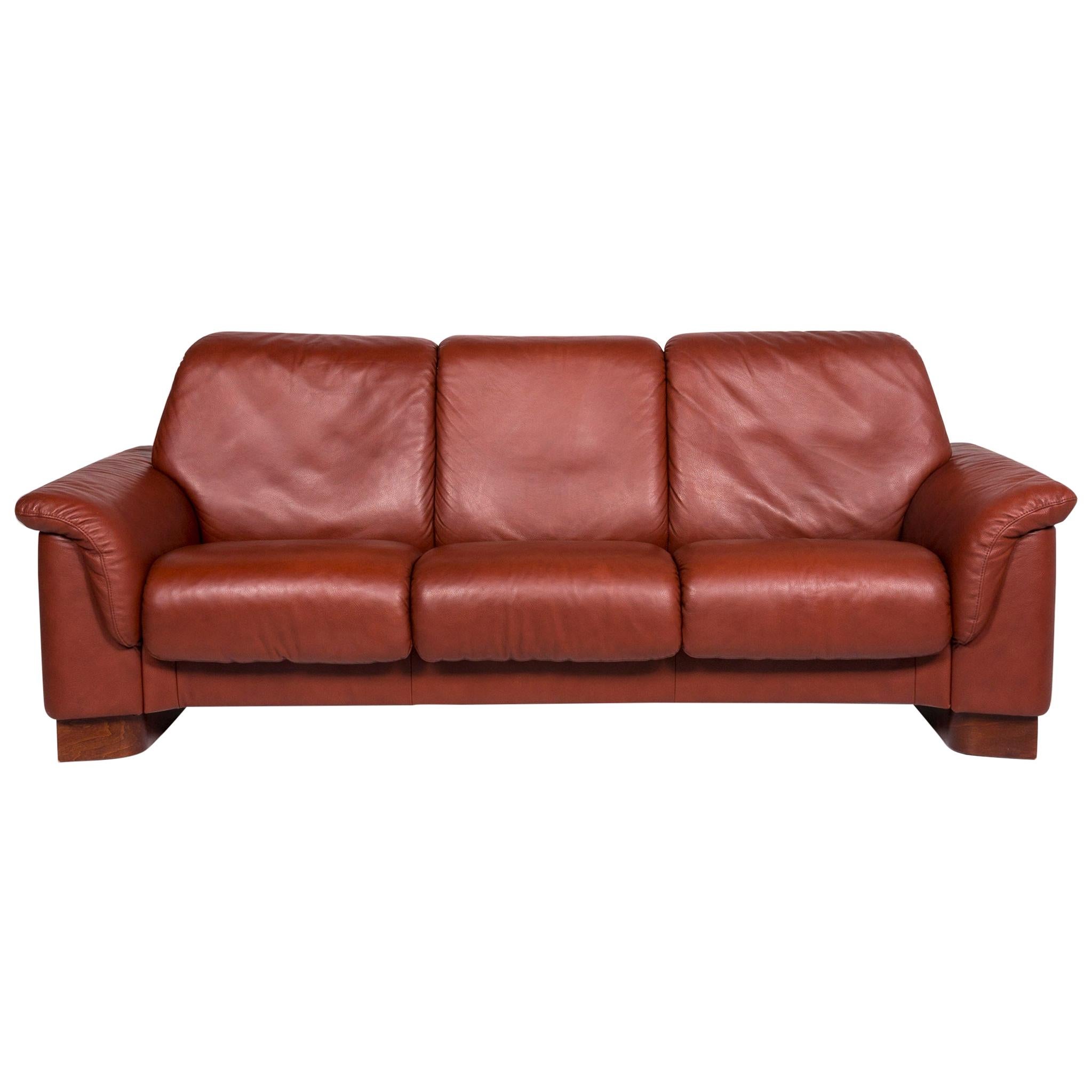 Stressless Paradise Leather Sofa Rust Brown Three-Seat Couch at 1stDibs ...