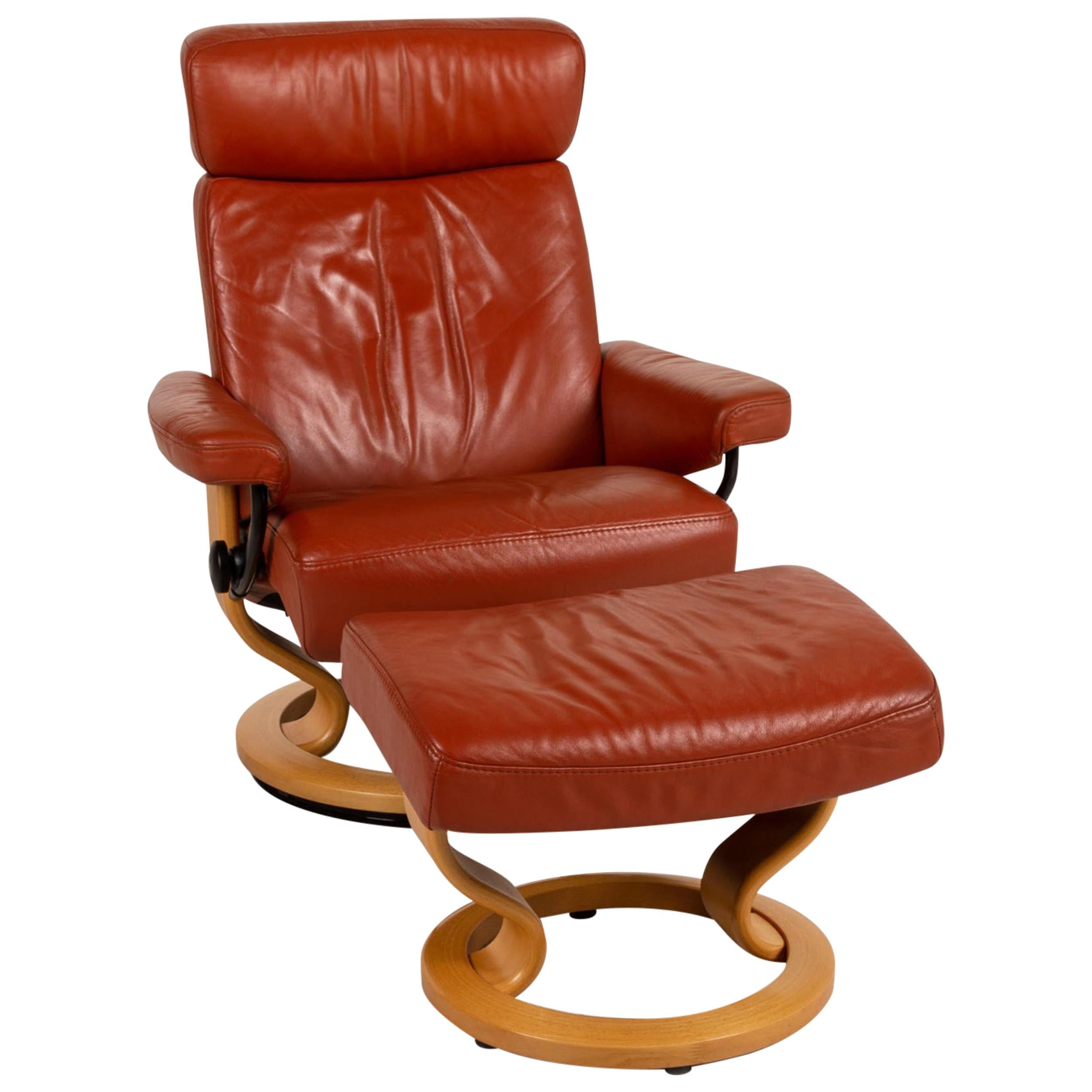 Stressless Pegasus Leather Armchair Red Function For Sale at 1stDibs