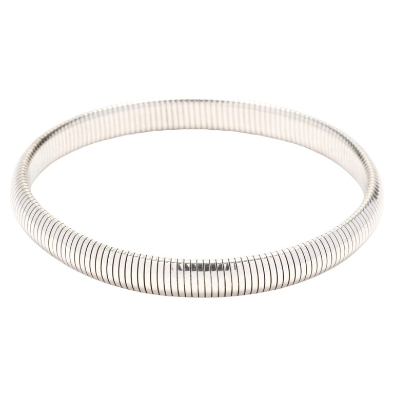 Stretchy Snake Bangle Bracelet, Sterling Silver, Stackable For Sale at ...