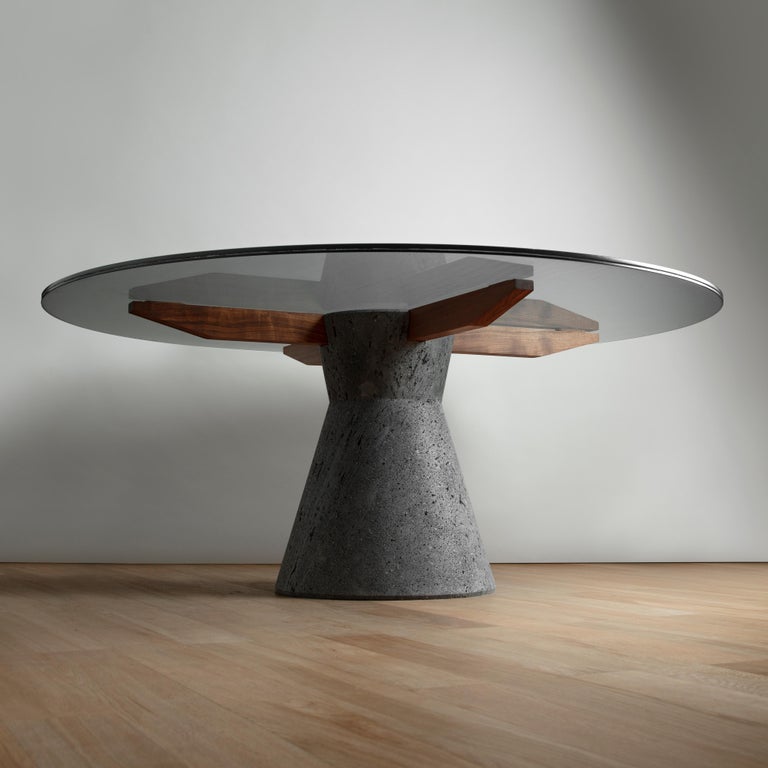 Stricta, Sculptural Dining Table Made of Lava Stone and Glass Top by ...