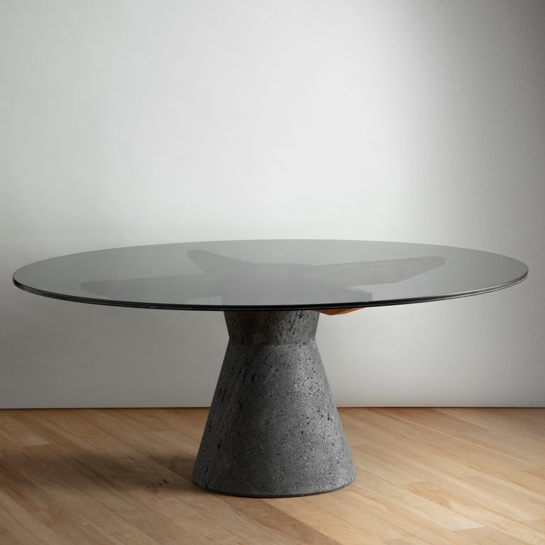 Stricta, Sculptural Dining Table Made of Lava Stone and Glass Top by ...