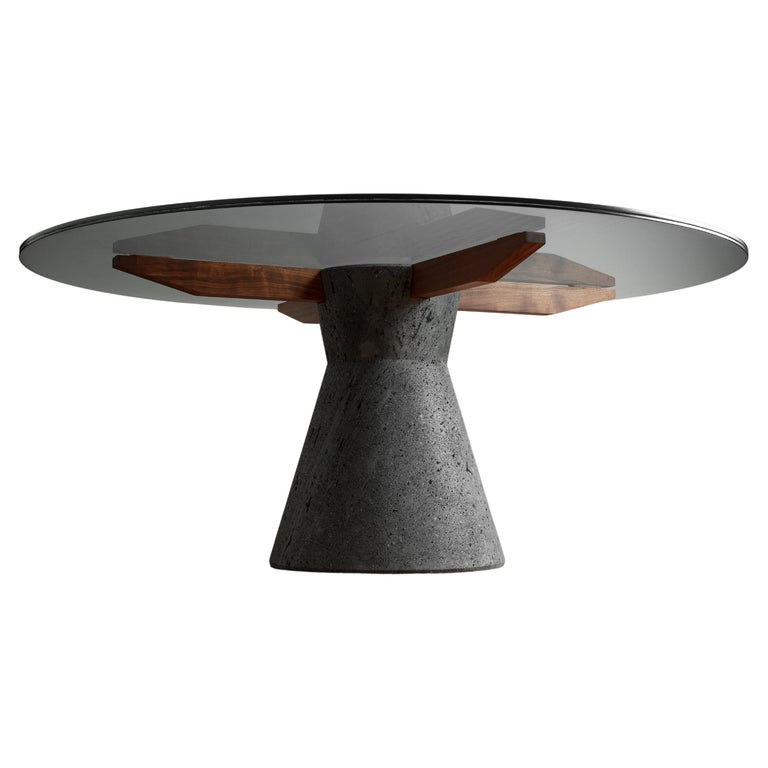 Stricta, Sculptural Dining Table Made of Lava Stone and Glass Top by ...