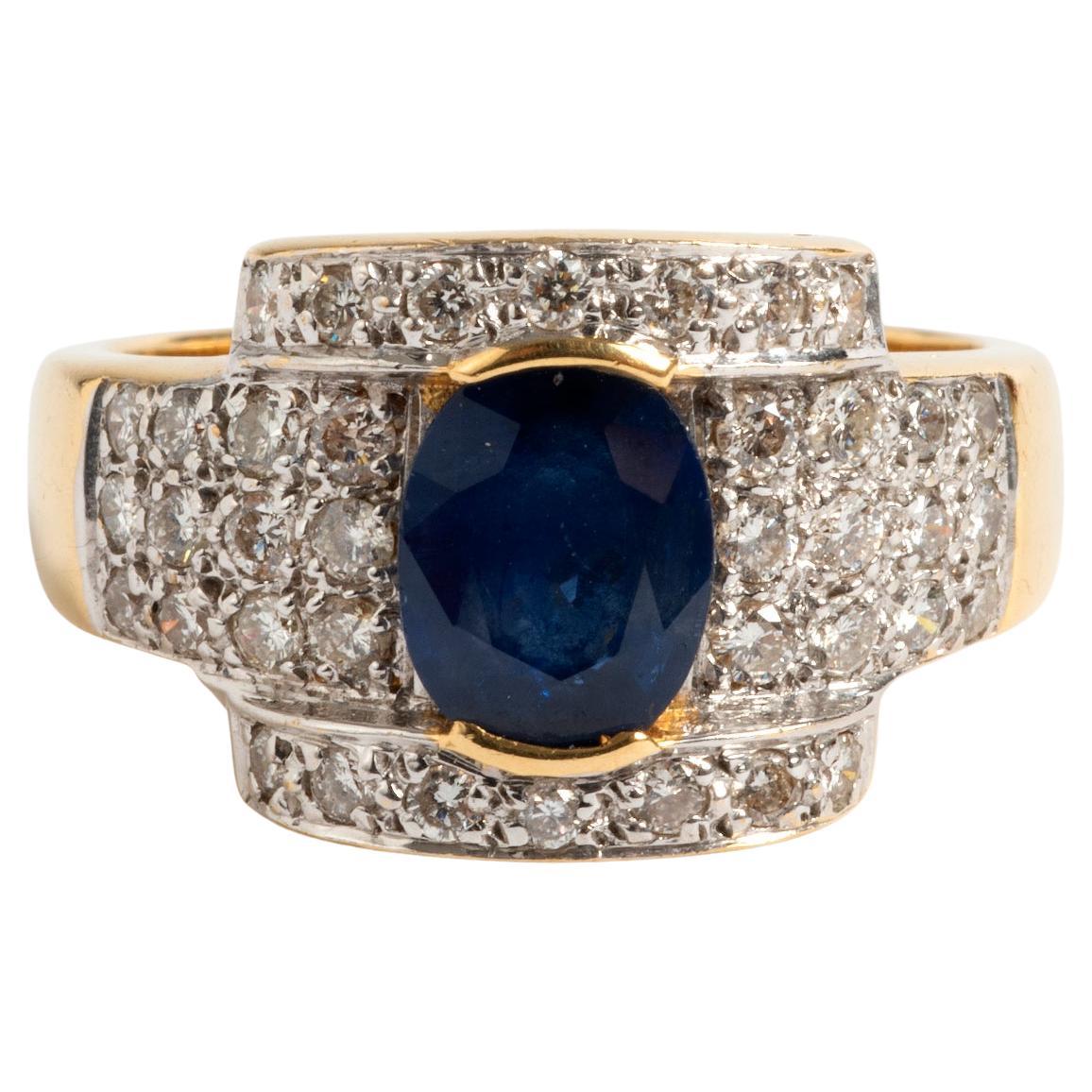 Sparkling 18 Carat Sapphire and Diamond Dress Ring, Fully Hallmarked at ...