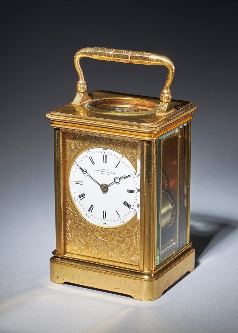Striking 19th Century Carriage Clock with a Gilt-Brass Corniche Case by ...