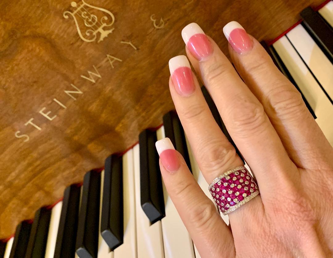 Striking 4.32 Carat EFFY Ruby and Diamond Checkerboard White Gold Wide ...