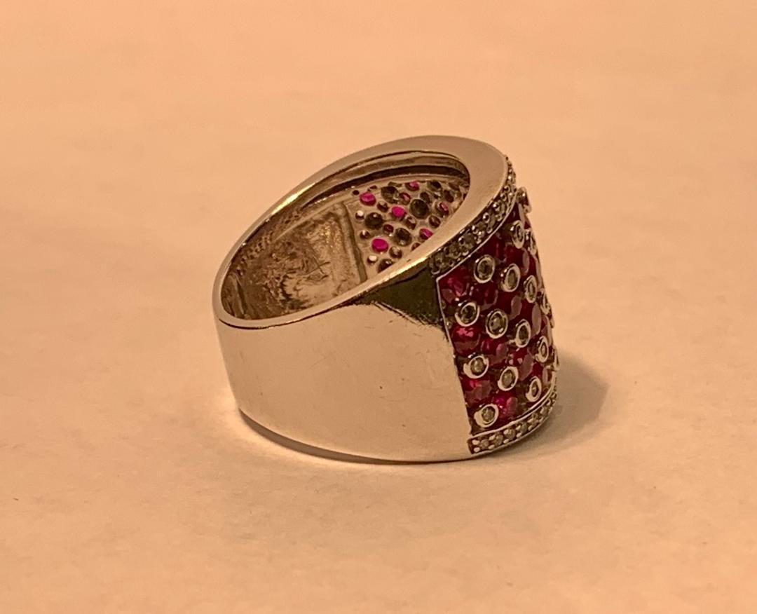 Striking 4.32 Carat EFFY Ruby and Diamond Checkerboard White Gold Wide ...