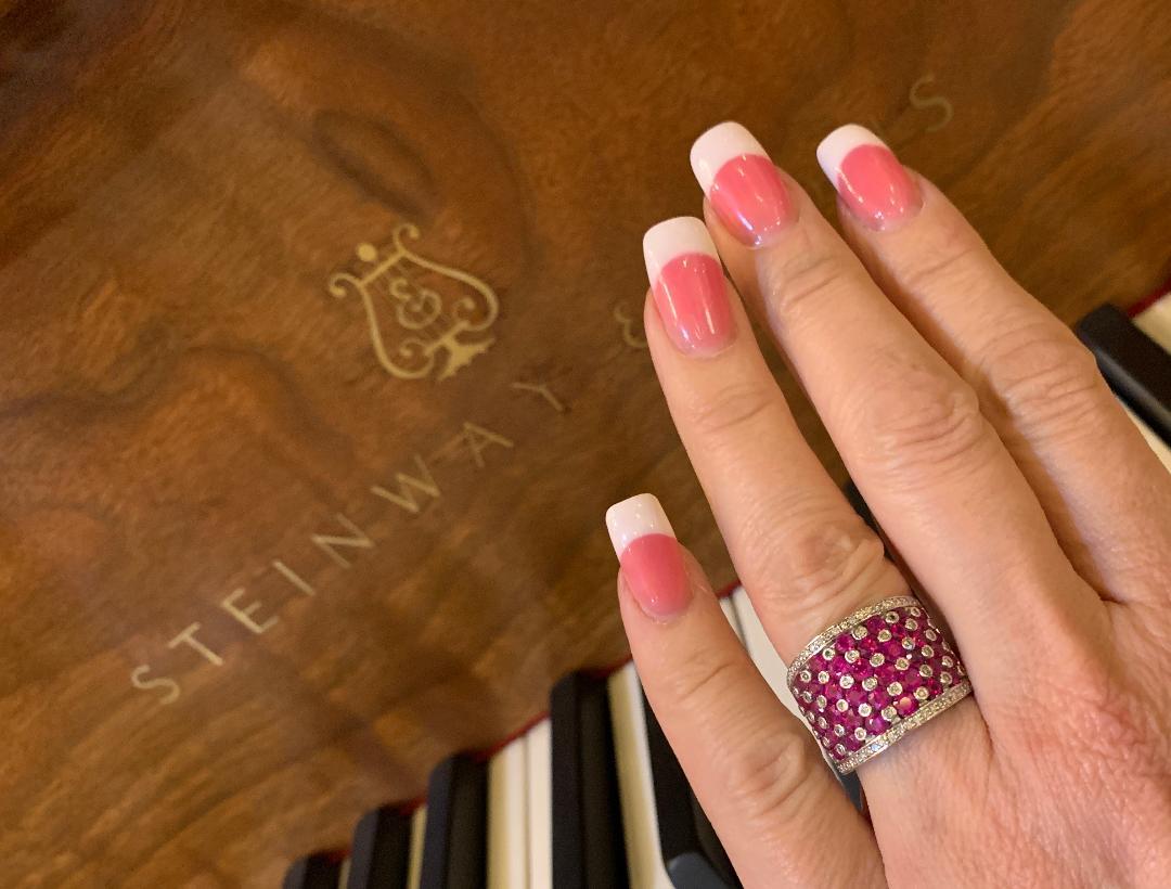 Striking 4.32 Carat EFFY Ruby and Diamond Checkerboard White Gold Wide ...