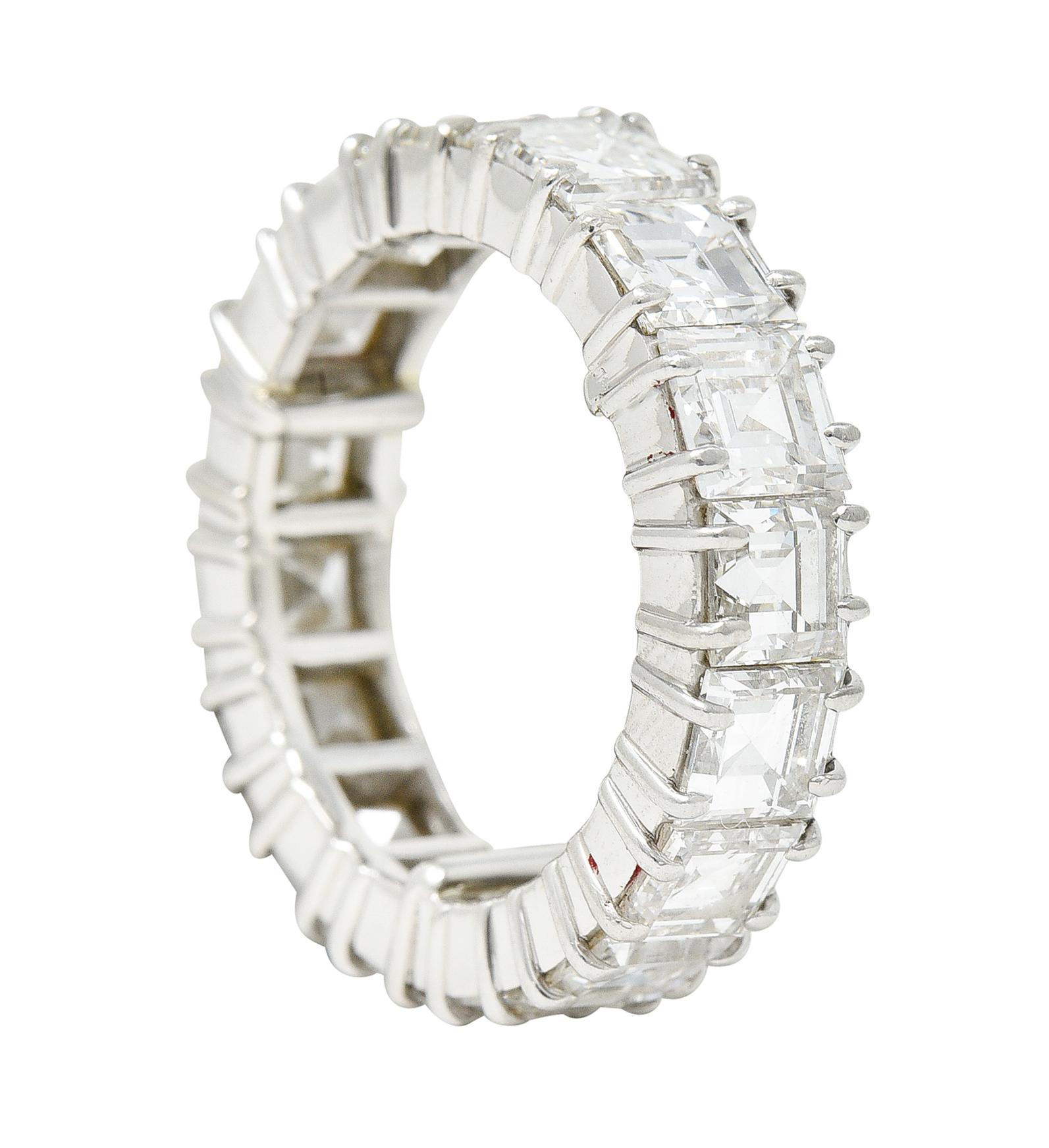 Striking 6.40 Carats Square Step Cut Diamond Platinum Eternity Band ...