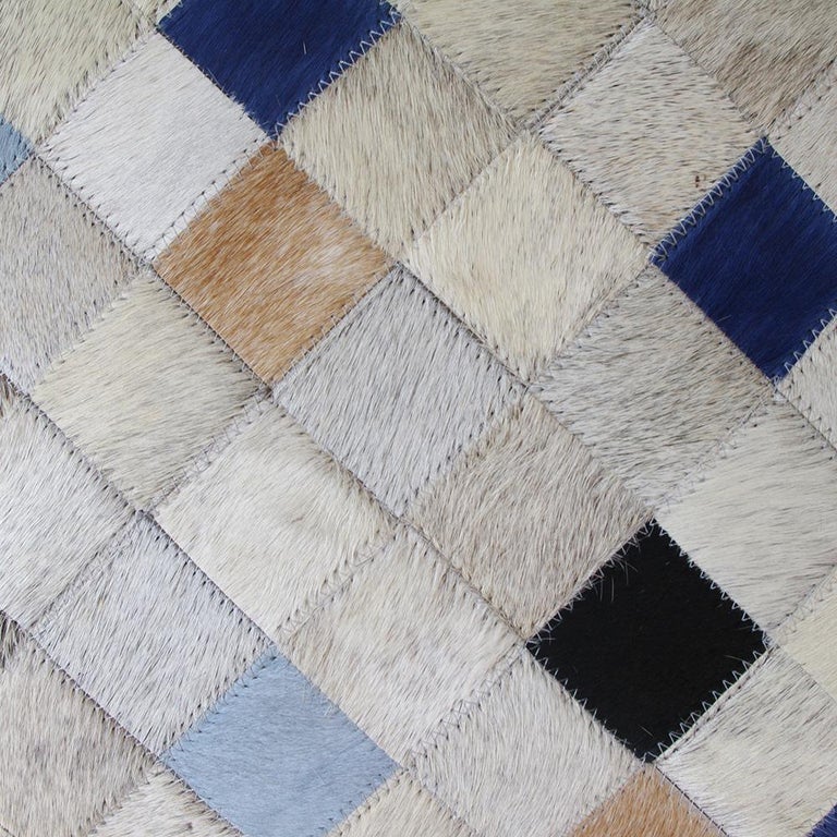 Striking and Unique Falling Squares Pink Cowhide Area Floor Rug Small ...