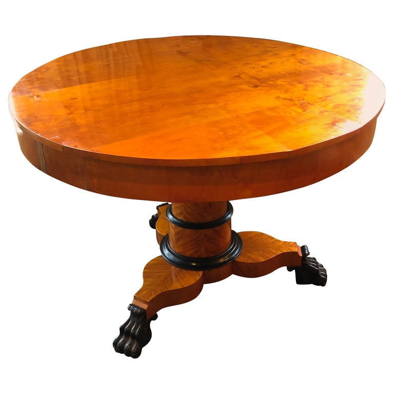 Striking Antique Biedermeier Round Center Hall or Side Table at 1stDibs