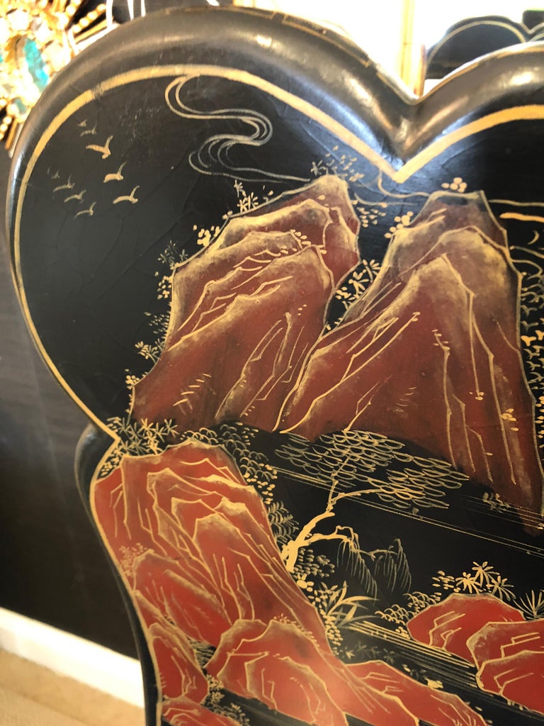 Striking Asian Inspired Red Black and Gold Console Table at 1stDibs