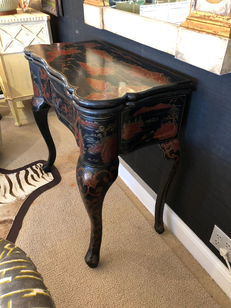 Striking Asian Inspired Red Black and Gold Console Table at 1stDibs