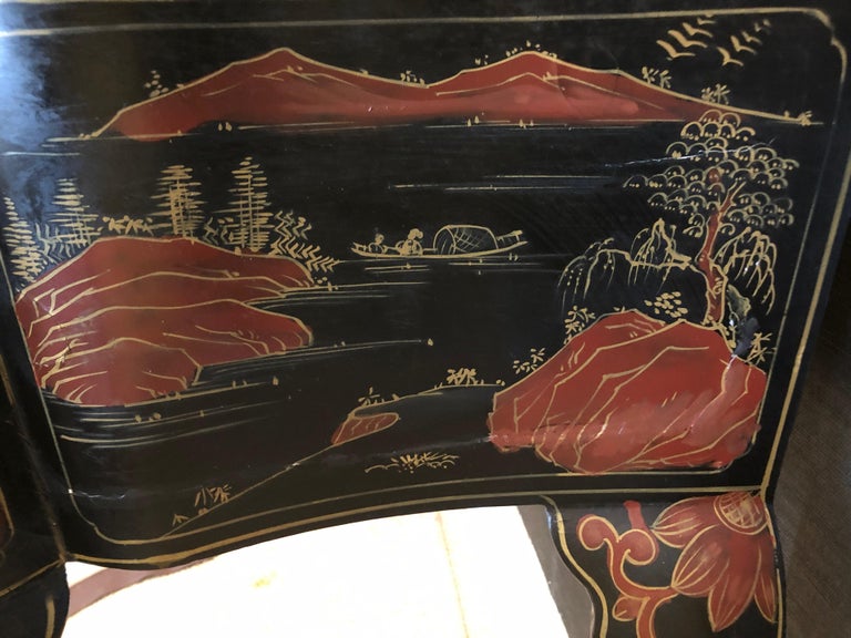 Striking Asian Inspired Red Black and Gold Console Table at 1stDibs