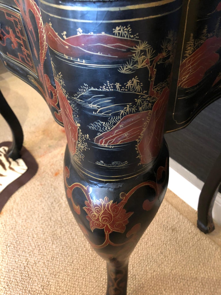 Striking Asian Inspired Red Black and Gold Console Table at 1stDibs