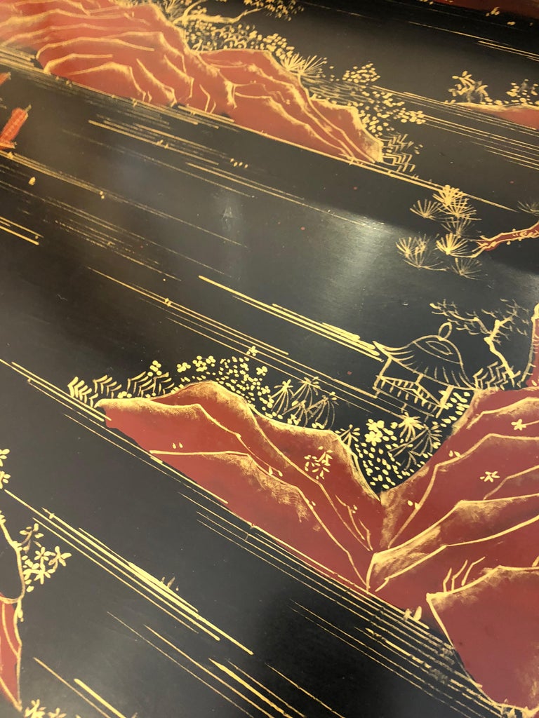 Striking Asian Inspired Red Black and Gold Console Table at 1stDibs