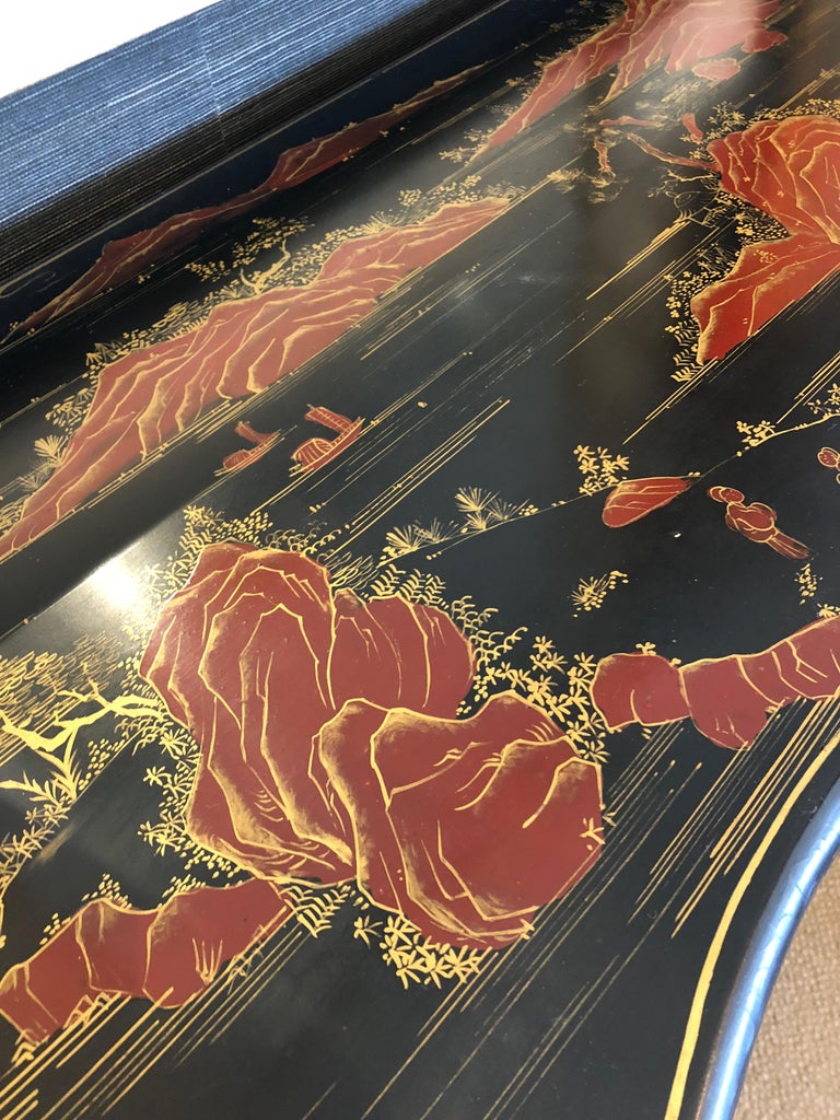 Striking Asian Inspired Red Black and Gold Console Table at 1stDibs
