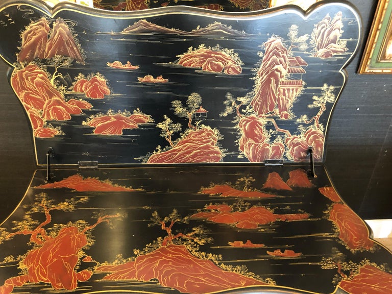 Striking Asian Inspired Red Black and Gold Console Table at 1stDibs