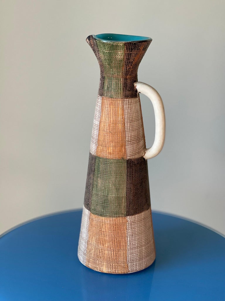 Striking Bitossi “Seta” Pitcher for Raymor For Sale at 1stDibs