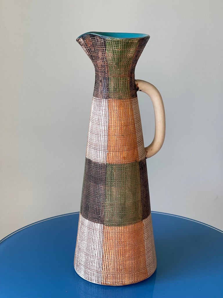 Striking Bitossi “Seta” Pitcher for Raymor For Sale at 1stDibs
