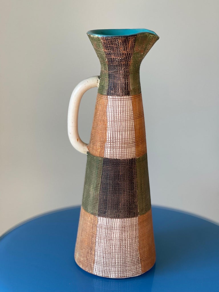 Striking Bitossi “Seta” Pitcher for Raymor For Sale at 1stDibs