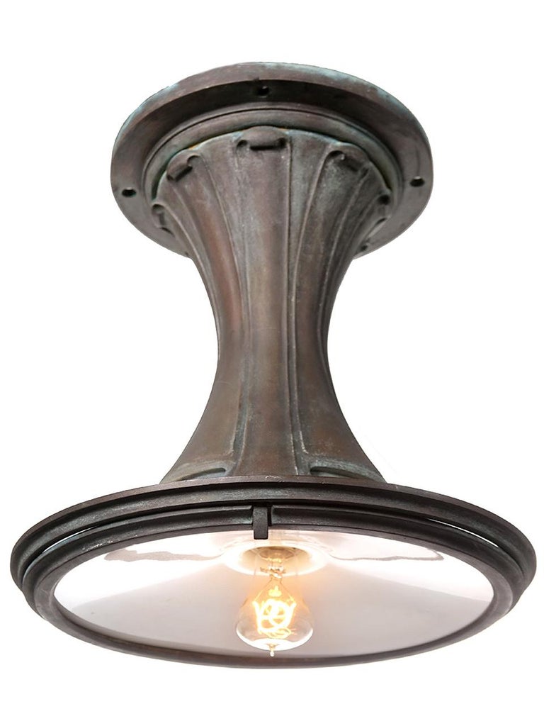 Striking Bronze Art Nouveau Railroad Ceiling Lamp at 1stDibs