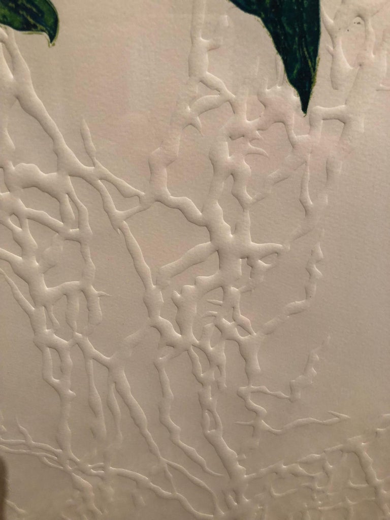 Striking Etching and Embossed Paper Art with Leopard For Sale at 1stDibs