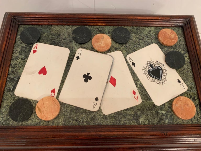 Striking Game Motife Box Decorated with Painted Cards For Sale at 1stDibs