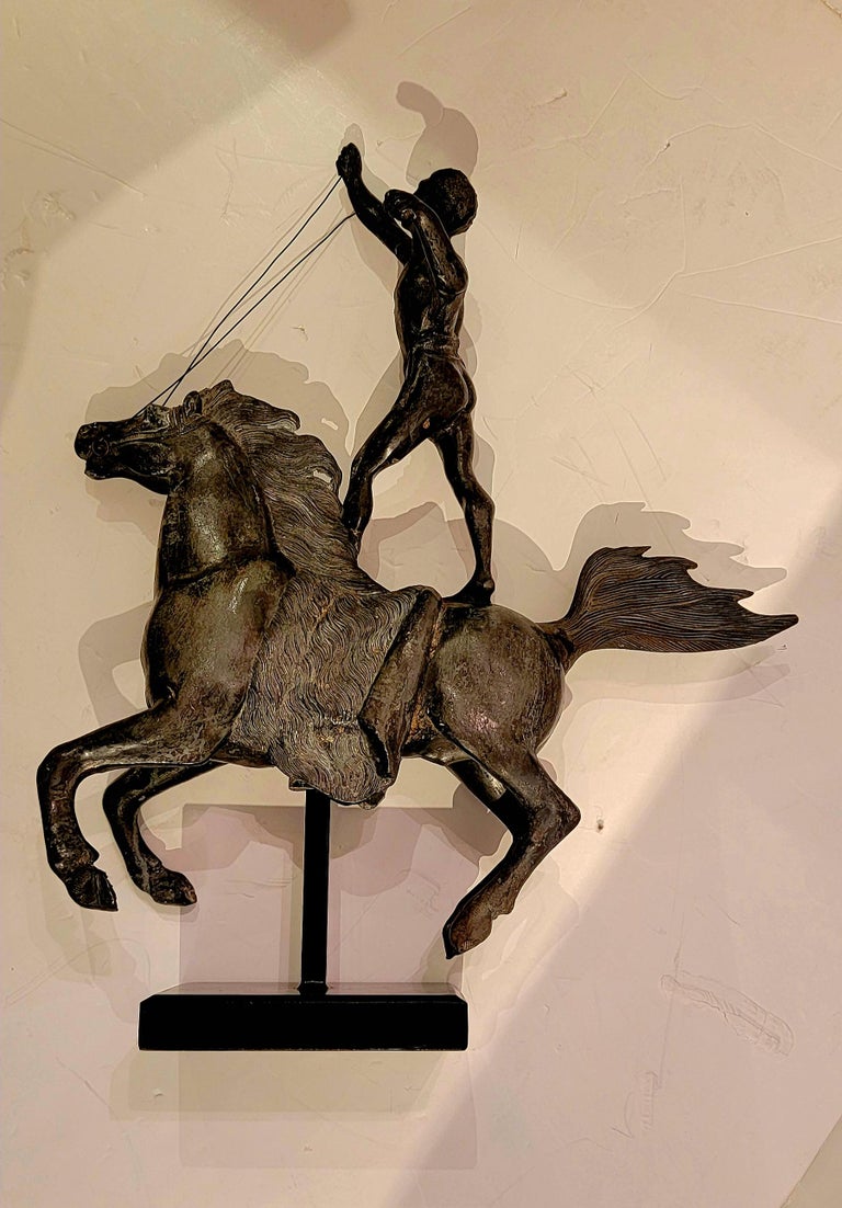 Striking Horse and Rider Sculpture with Amazing Details For Sale at 1stDibs
