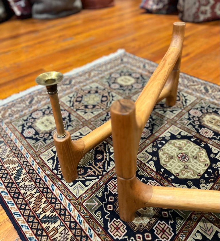 Striking Mid Century Colapsable Coffee Table Base Brass and Teak by ...