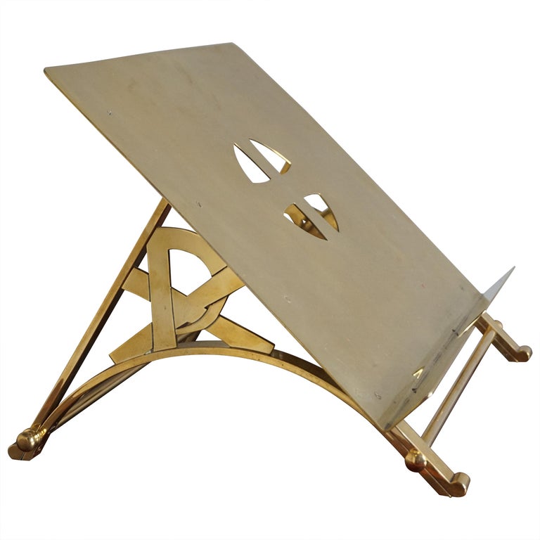 Striking Mid-Century Modern Brass Church Bible Stand Lectern with XP ...