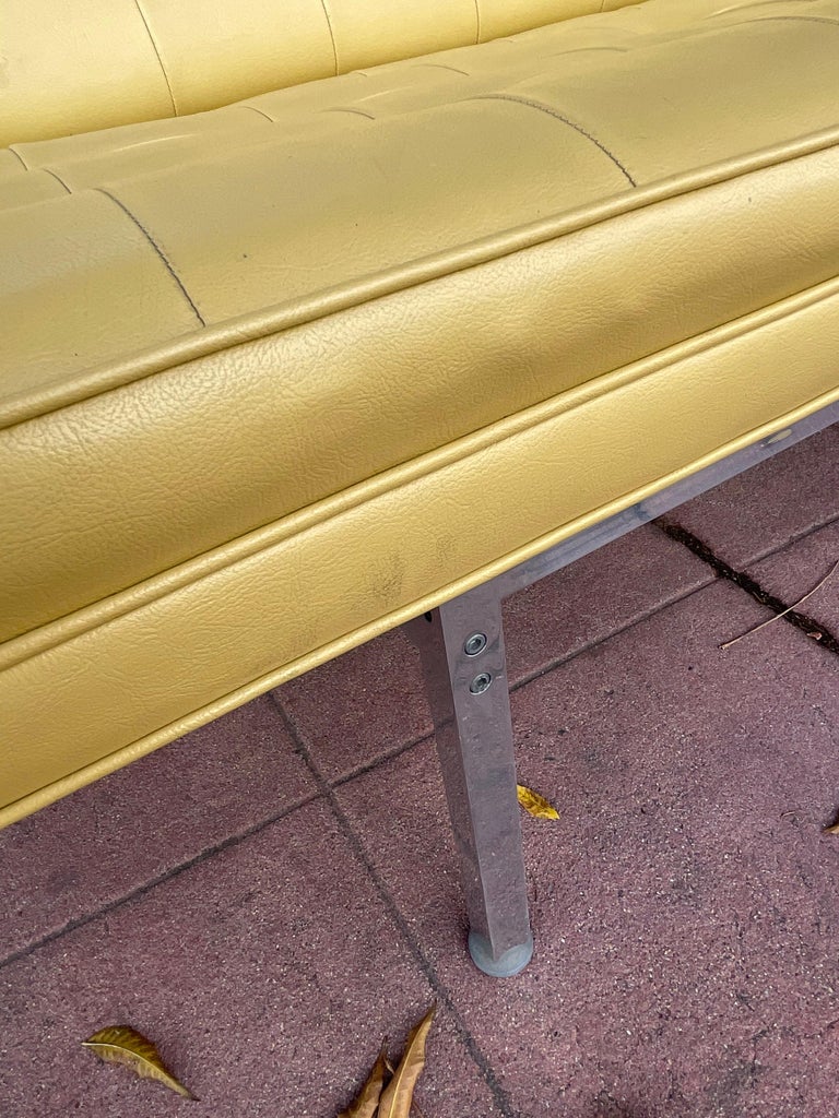 Striking Mid-Century Modern Long Armless Sofa Original Naugahyde on ...