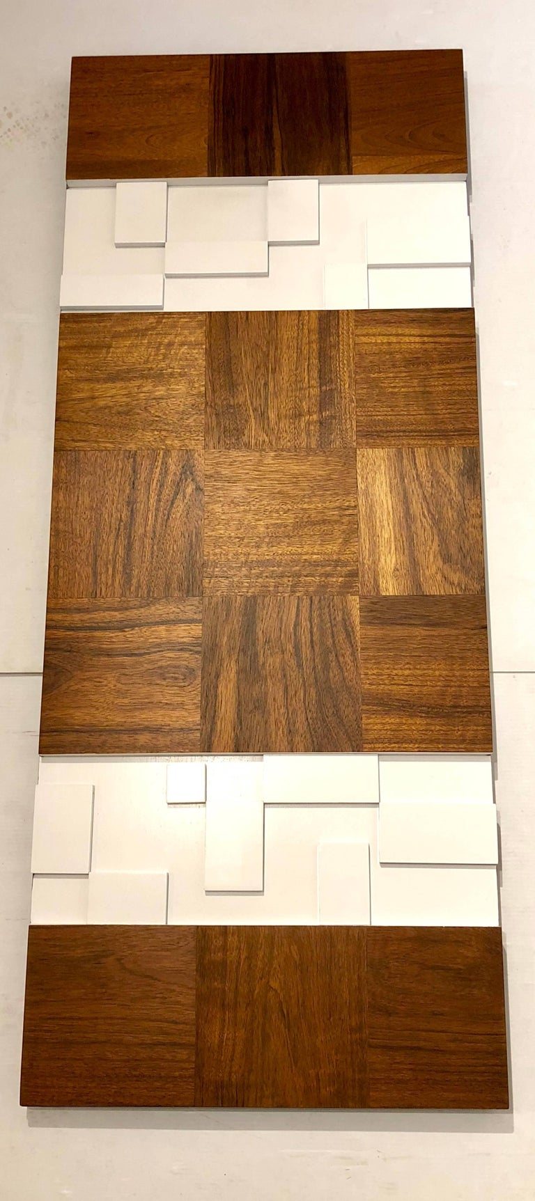 Striking Mid-Century Modern Walnut Geometric Cubist Large Wall Panel at ...