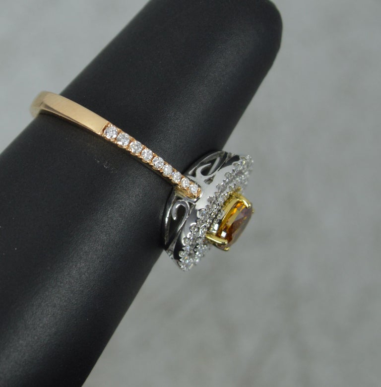 Striking Natural Orange Diamond Double Halo 18ct Rose Gold Cluster Ring ...