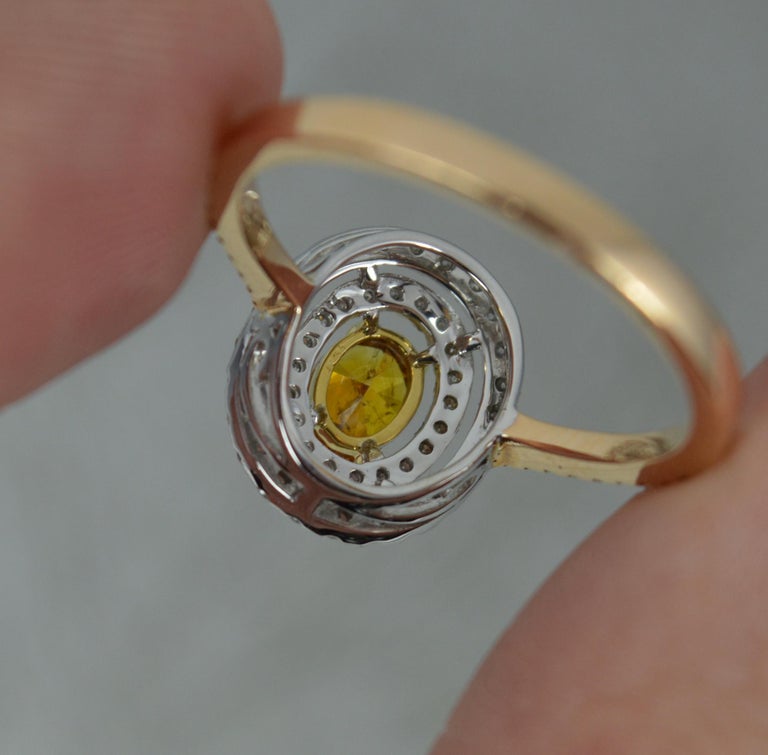 Striking Natural Orange Diamond Double Halo 18ct Rose Gold Cluster Ring ...