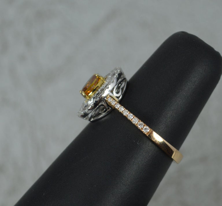 Striking Natural Orange Diamond Double Halo 18ct Rose Gold Cluster Ring ...