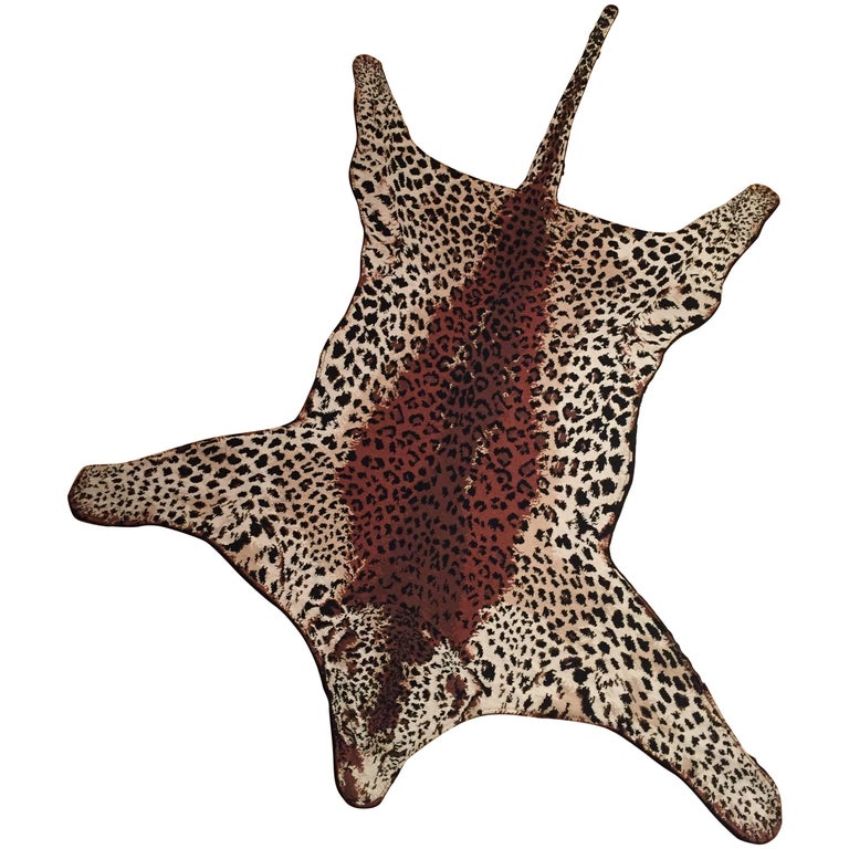 Striking Needlepoint Faux Leopard Rug at 1stDibs