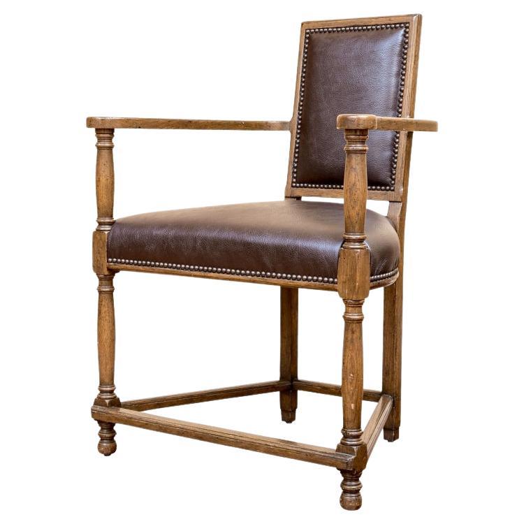 Striking Oak Library Chair For Sale at 1stDibs