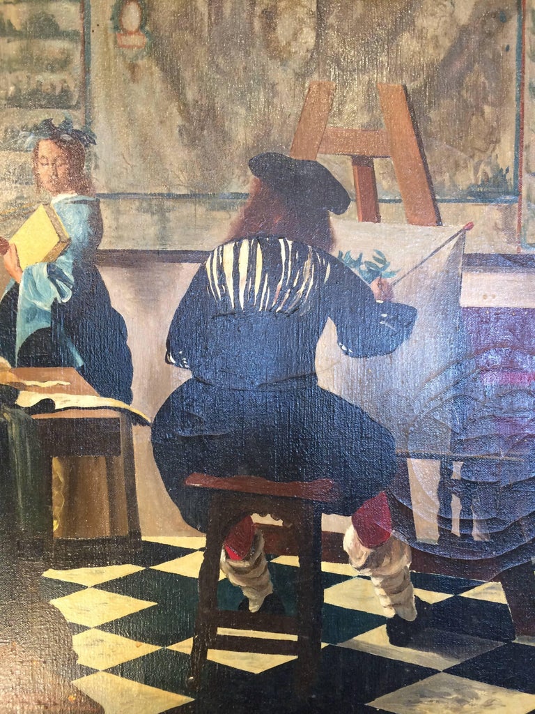 Striking Original Painted Reproduction of a Famous Vermeer Interior at ...