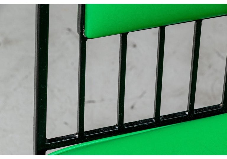 Striking Pair of Iron and Green Vinyl Benches After Tommi Parzinger For ...