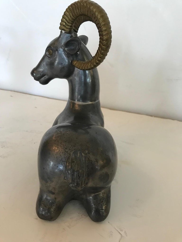 Striking Pair of Mid-Century Modern Mixed-Metal Ram Sculptures For Sale ...