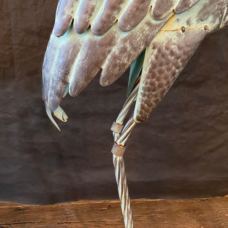 Striking Pair of Tall Vintage Aged Verdigris Copper Heron Bird ...