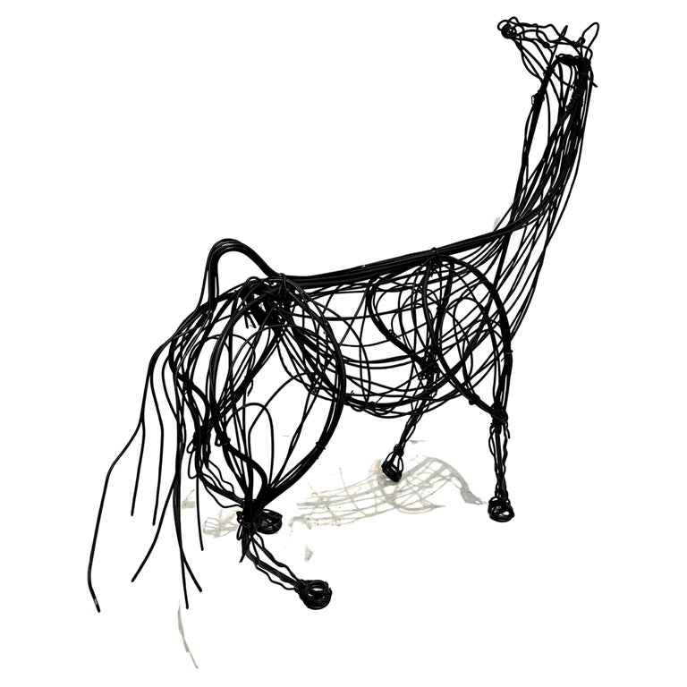Striking Post Modern Wire Sculpture Horse For Sale at 1stDibs