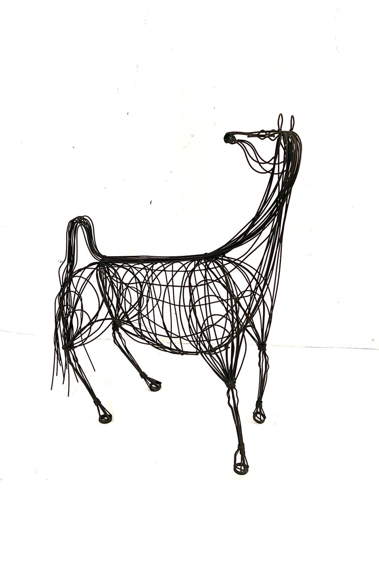 Striking Post Modern Wire Sculpture Large Horse For Sale at 1stDibs