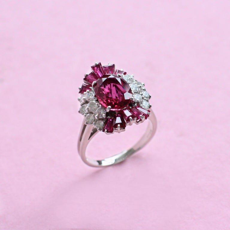 Striking Purplish Red Ruby and White Diamond Ring For Sale (Free ...