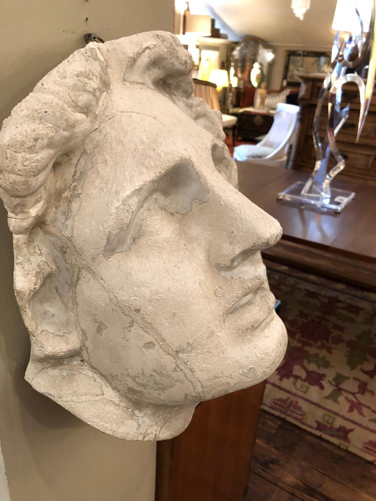 Striking Romantic Large Plaster Wall Sculpture of Apollo For Sale at ...